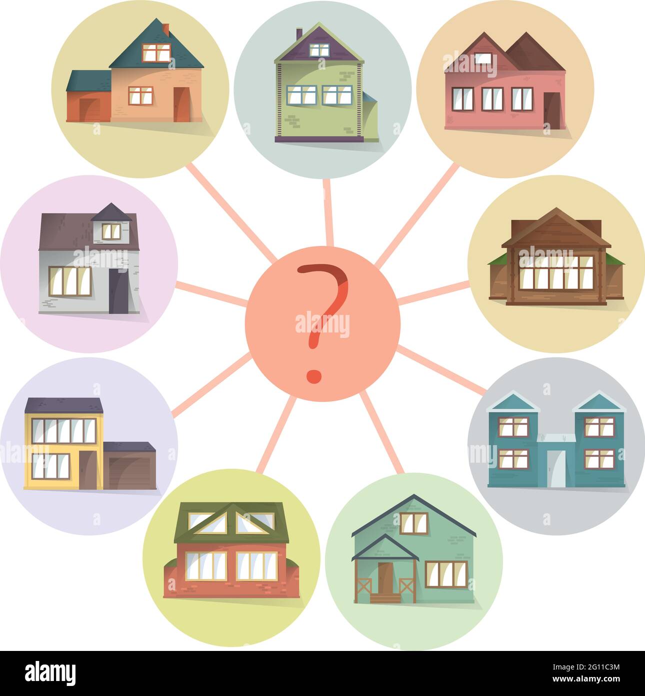 Choosing house, comparing property to buy or rent, vector concept ...