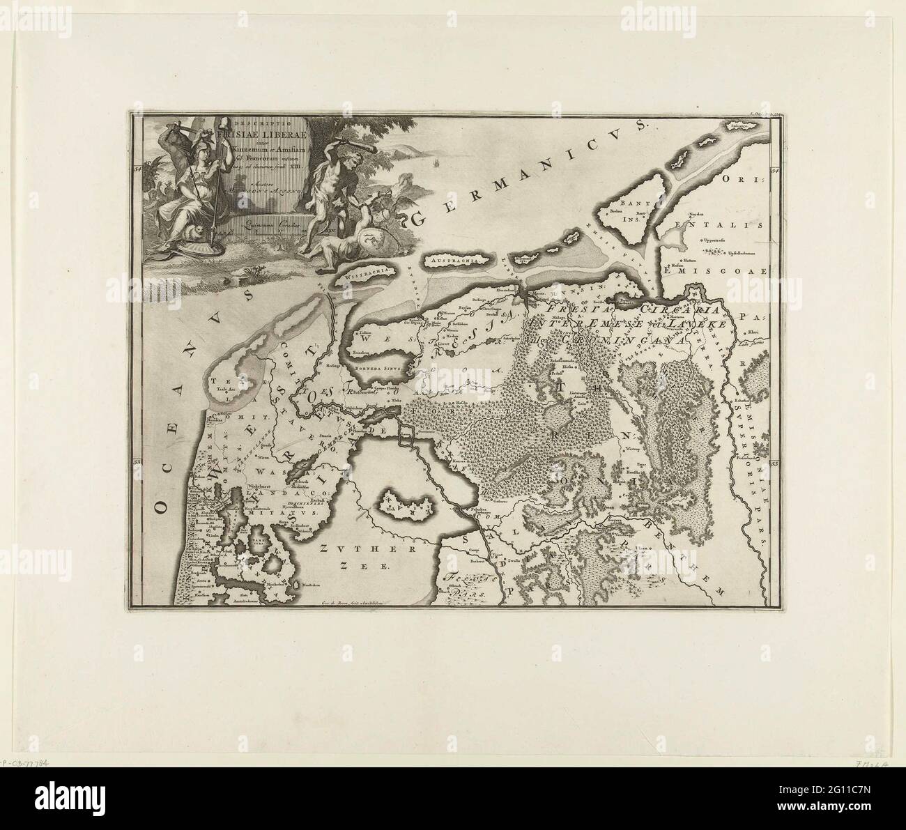 Historical map of the Netherlands with the areas of the Batava and ...