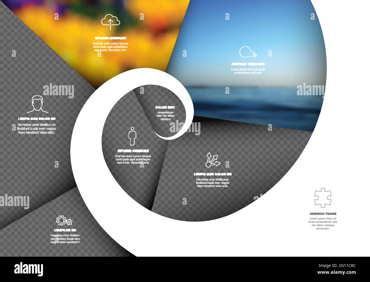 Evolution infographic timeline template with spiral model, photo ...