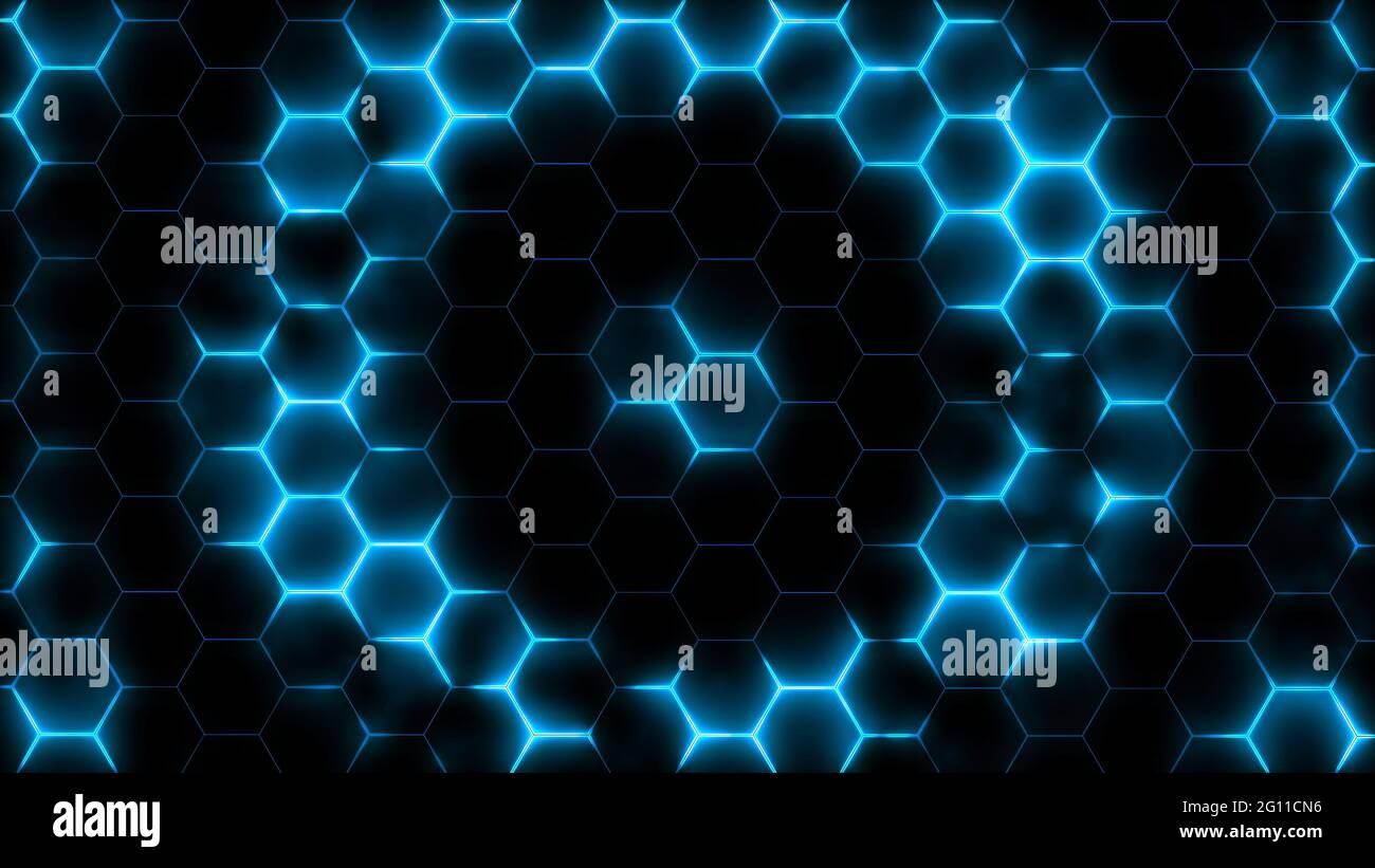 3D rendering of abstract futuristic hexagonal mesh with light effects. Can be used as a ...