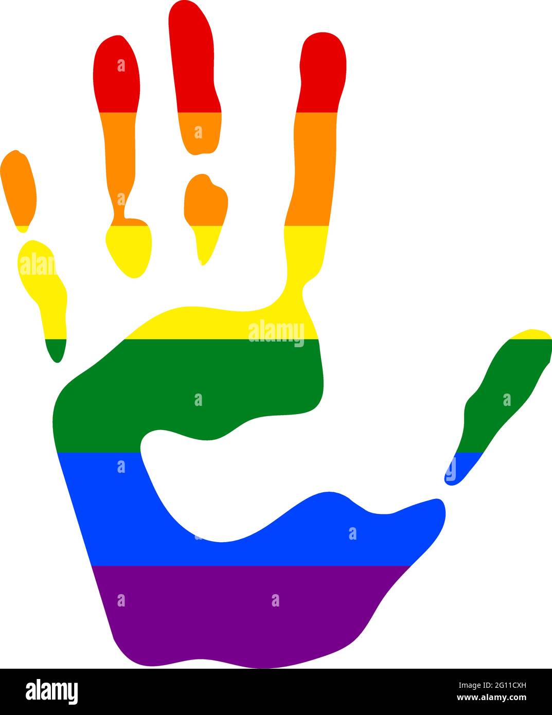 Hand stamp colored in rainbow colors, LGBT flag on a hand, vector ...