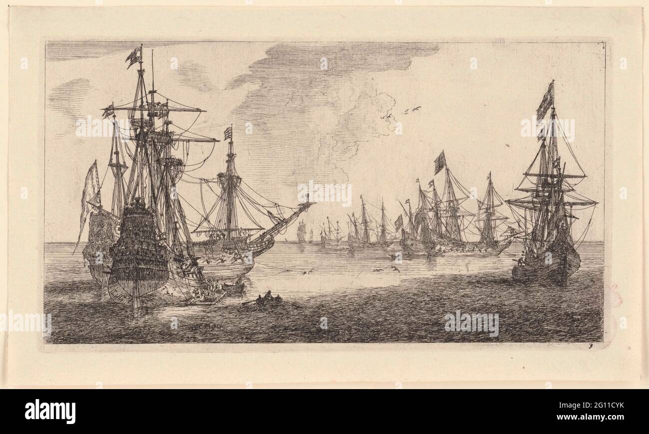 Fleet of Dutch ships; Quelque Navieres; Some sailing ships. Two ...