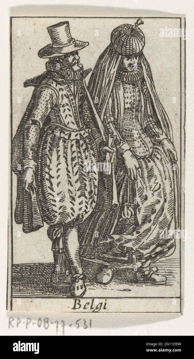 Belgi: man and woman, dressed according to the Flemish fashion of ...
