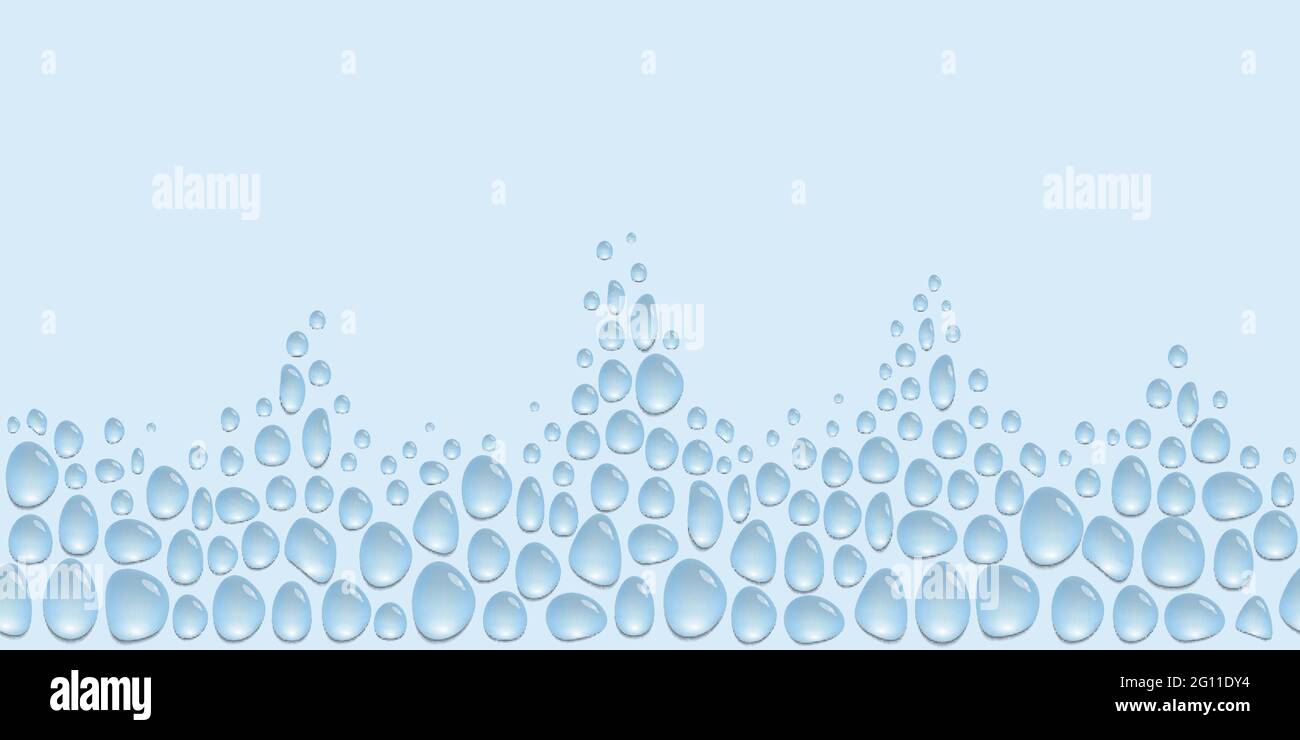 Horizontal bottom decoration with water drops, steamy surface ...