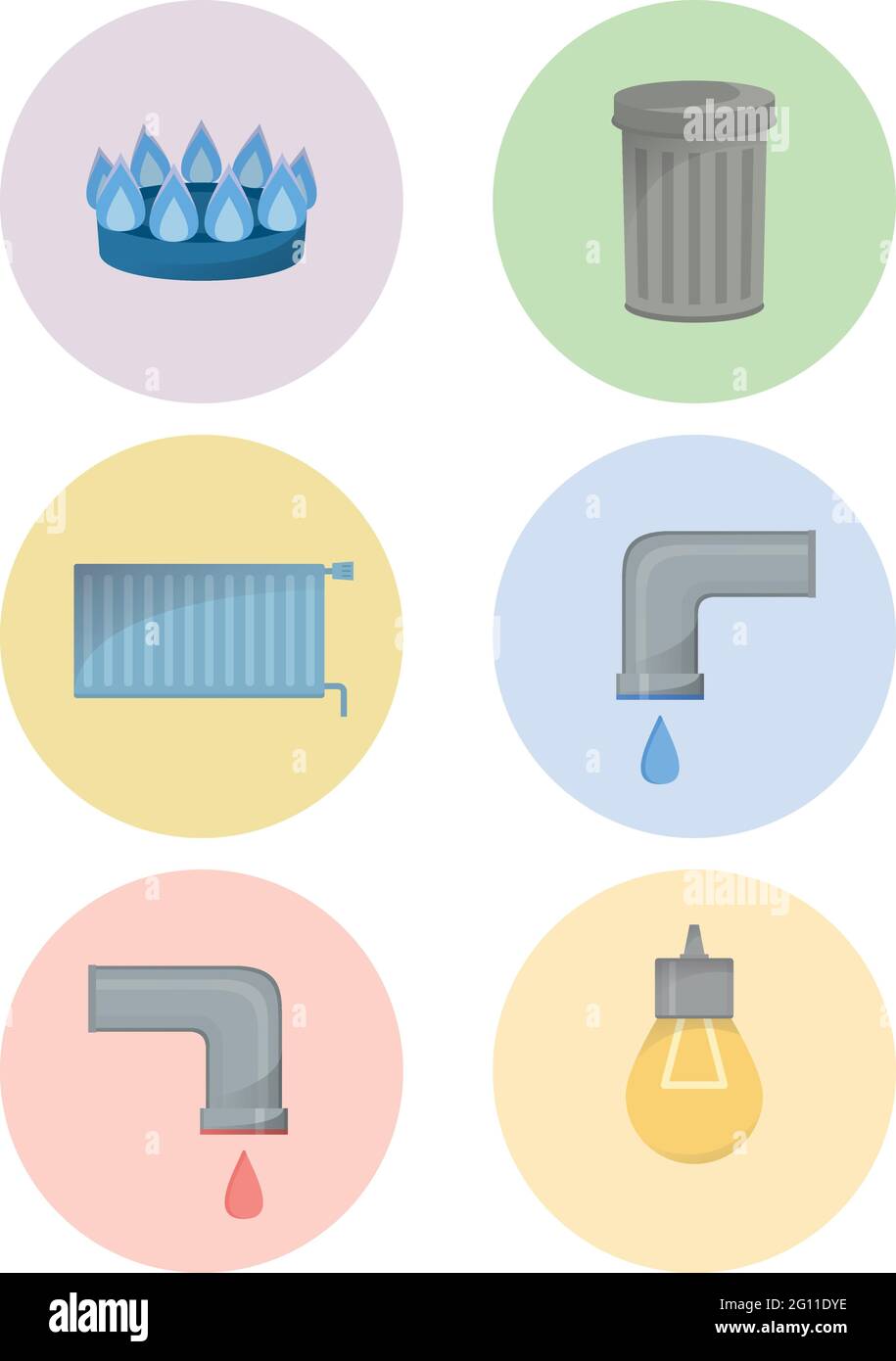 Different types of utilities, facilities icon set, municipal services ...