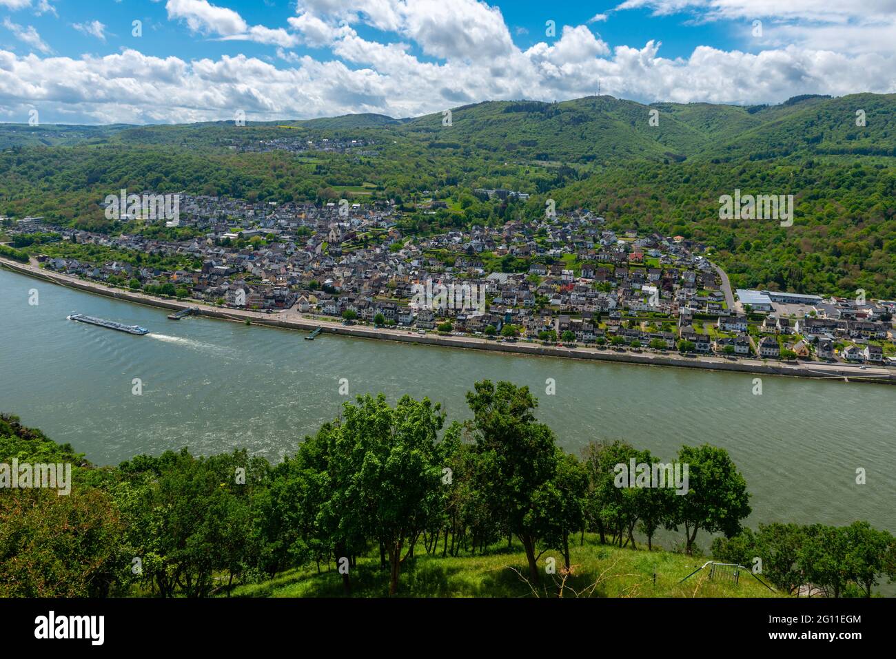 The small Spa town Bad Salzig located at the historic Roman Rhine road ...