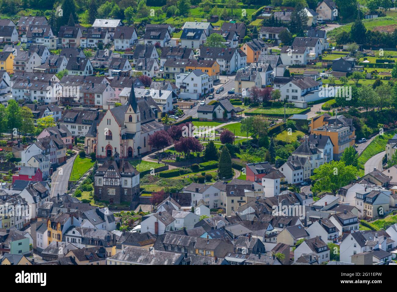 The small Spa town Bad Salzig located at the historic Roman Rhine road, Rhineland Palatinate ...