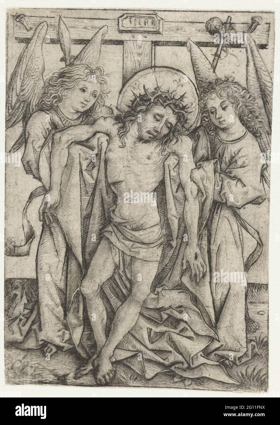 The body of Christ supported by two angels; Man of sorrows. Body of ...