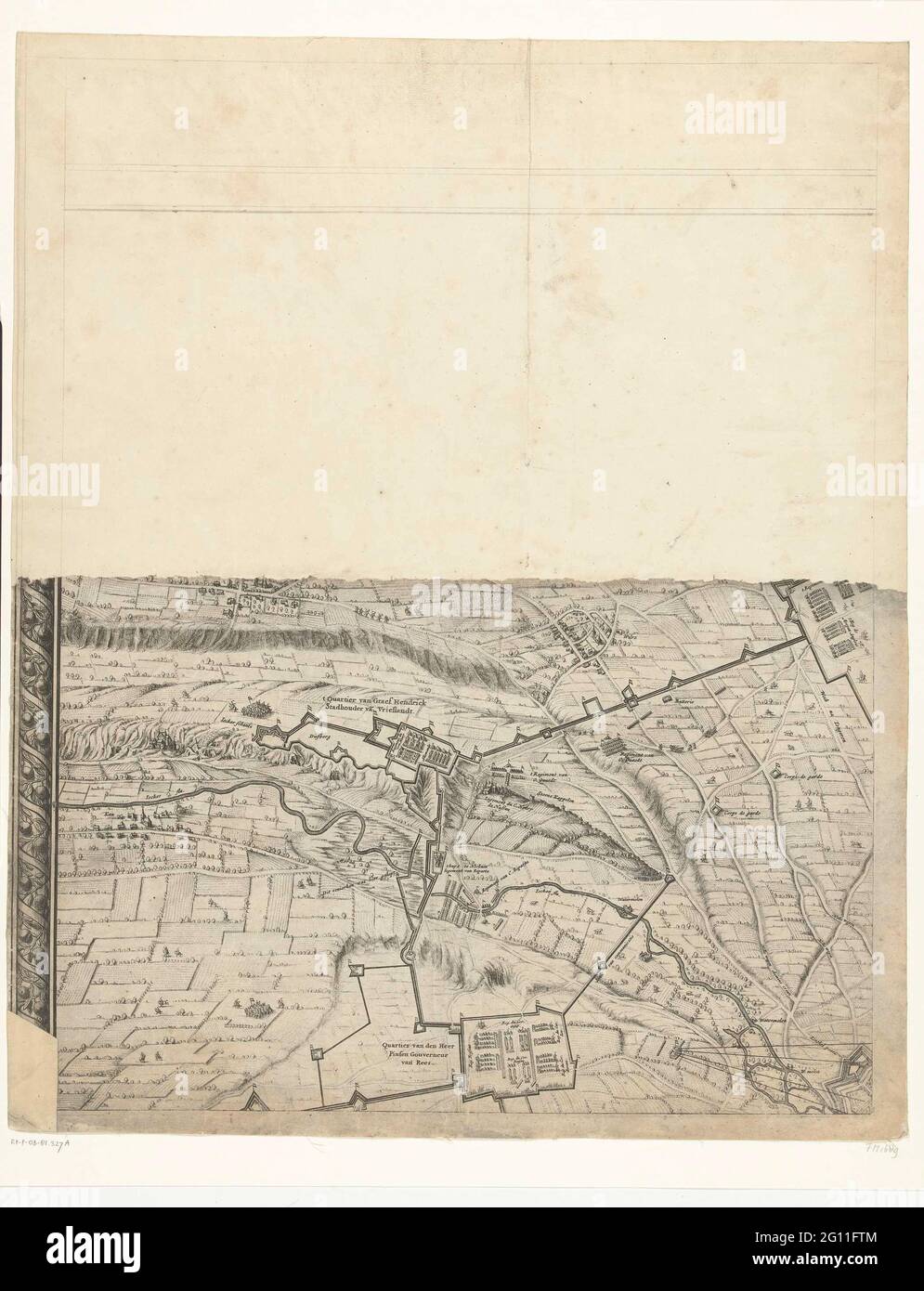 Large map of the siege of Maastricht, 1632, plate 1; Exponging Trajecti ...