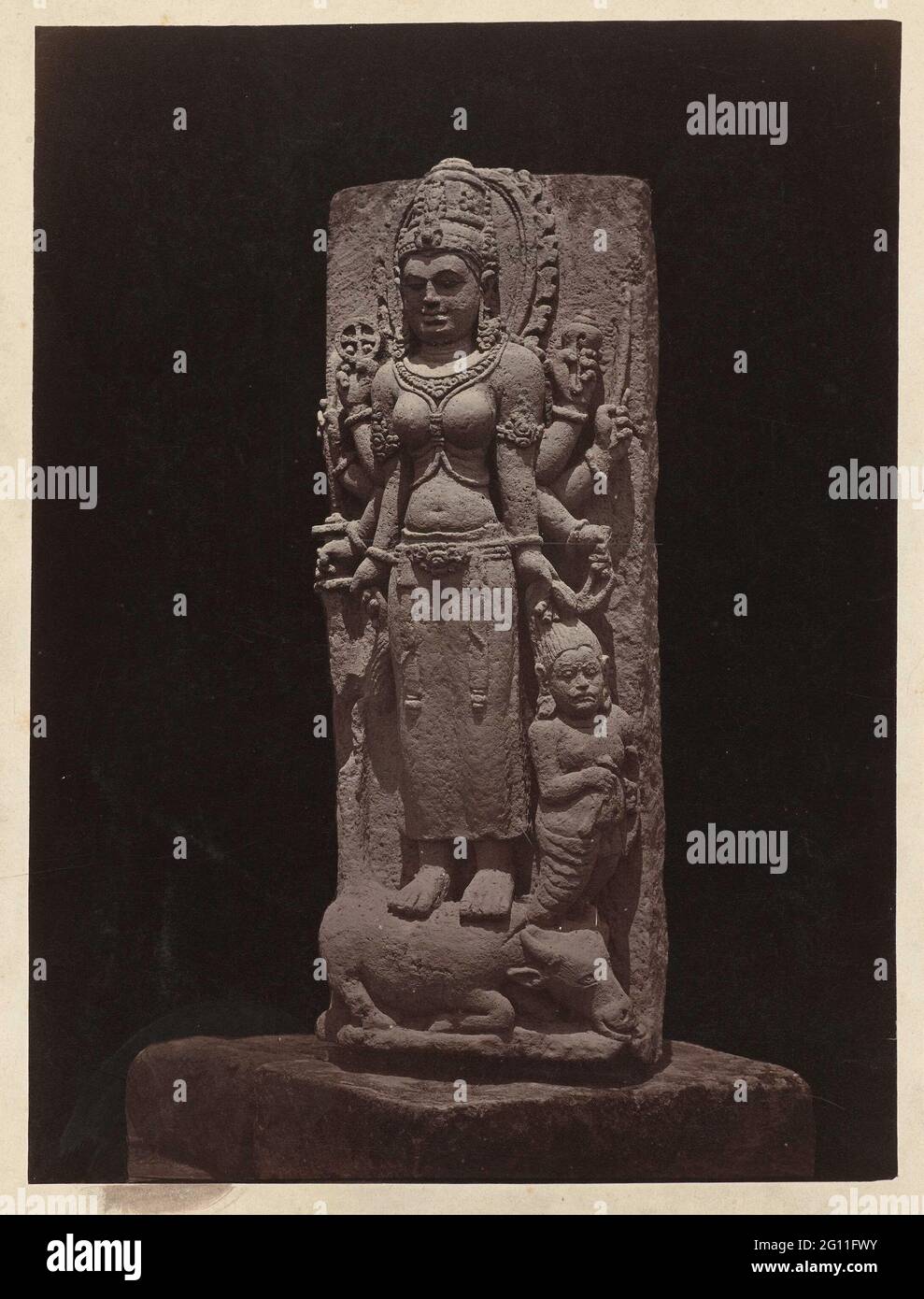 Eight Armed Durga Slaying The Demon Mahisha. Dieng Plateau, Wonosobo ...