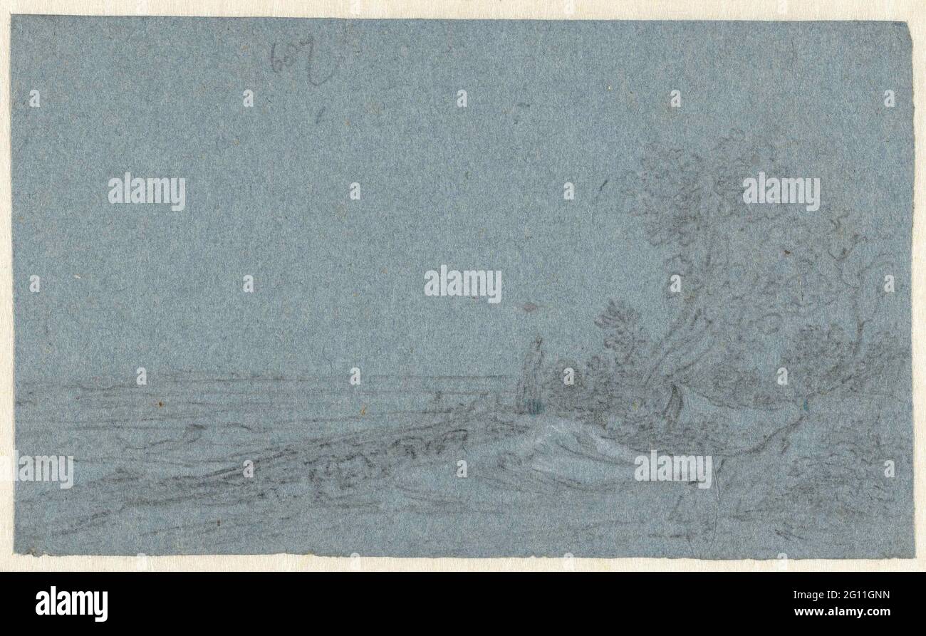 Flat landscape with a tree group on the right Stock Photo - Alamy