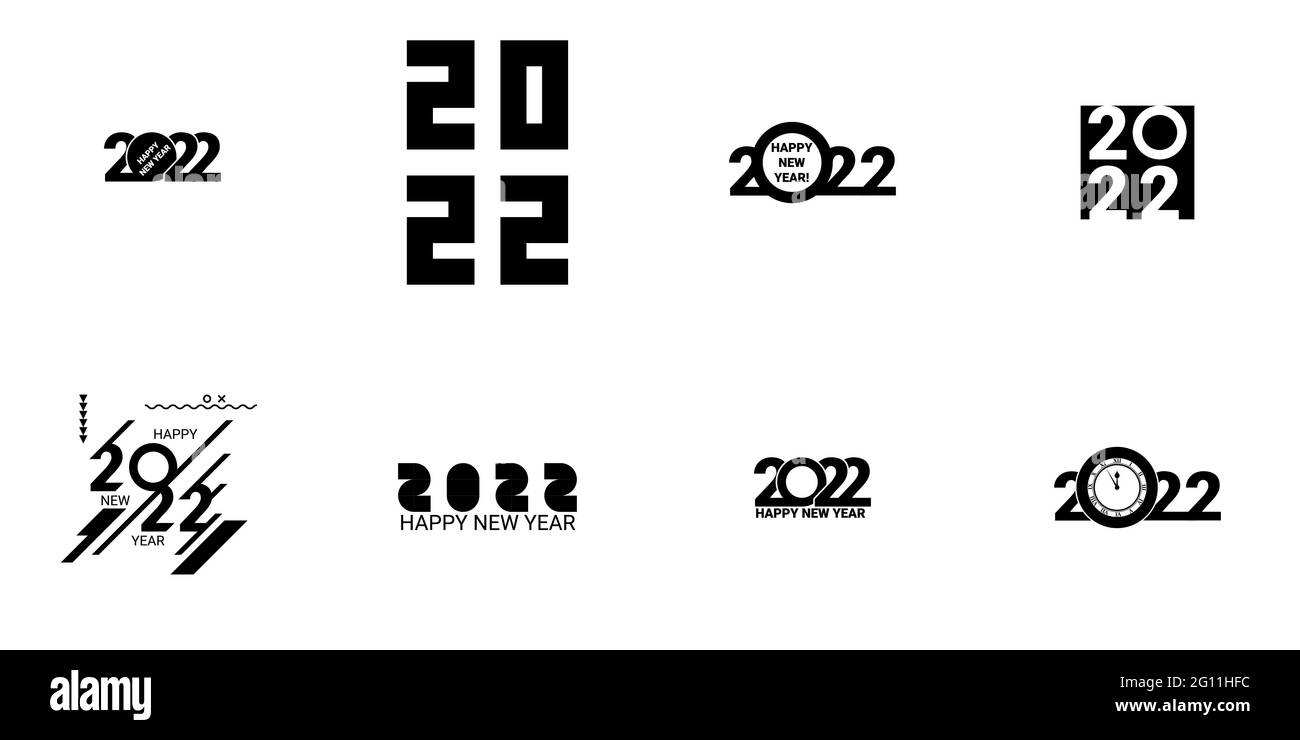 Collection of 2022 Happy New Year signs. Greeting card artwork ...