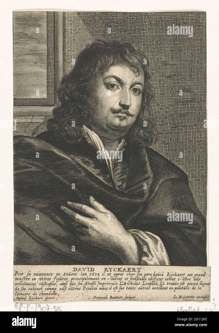 Self-portrait of David Rijckaert. A rectangular self-portrait of David ...