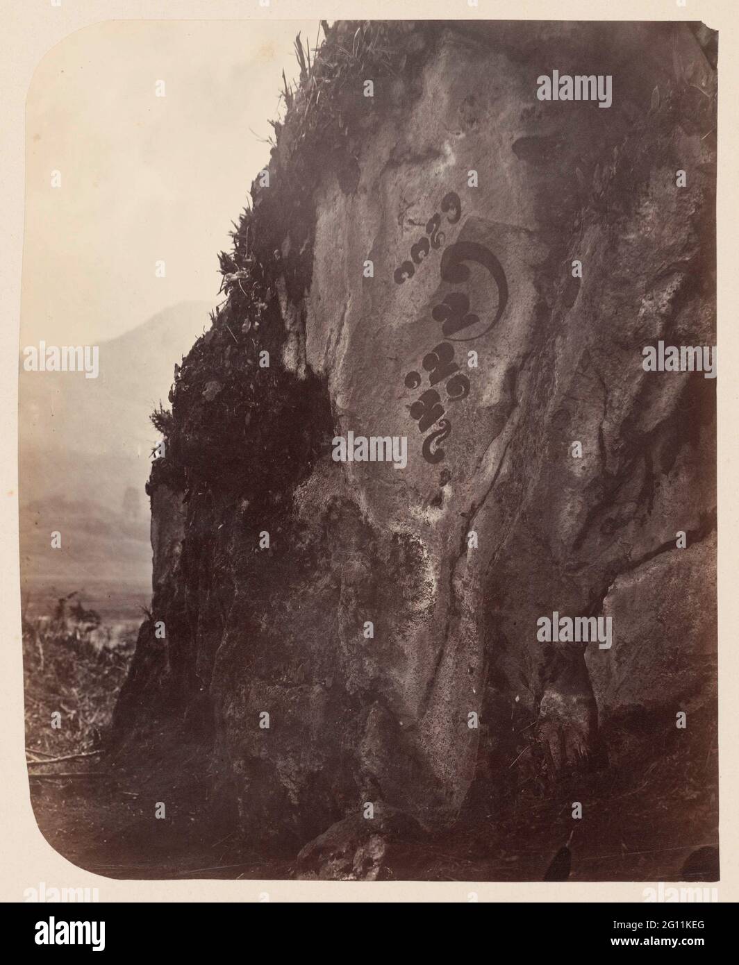 Rock with inscription, between The Lakes of Talaga colored and Talaga ...