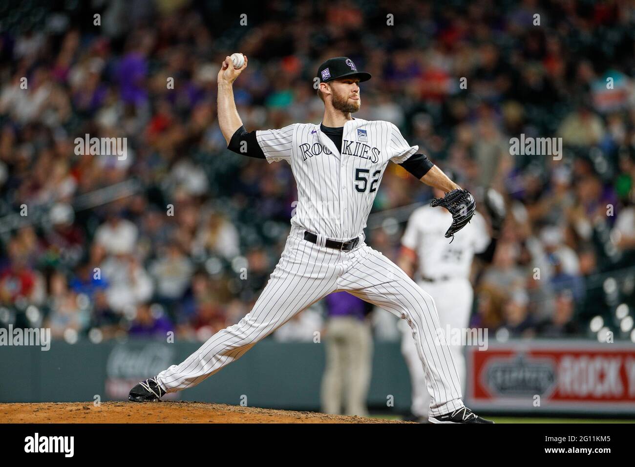 Colorado Rockies pitcher Daniel Bard (52) throws a pitch during an MLB ...