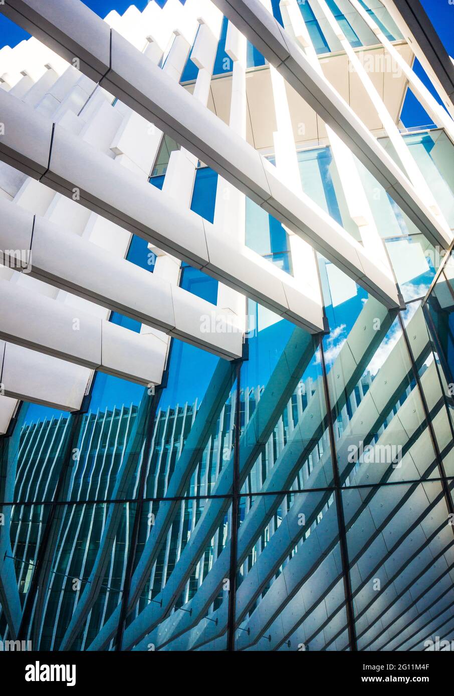 Details of modern architecture, the EDP Headquarters building of ...