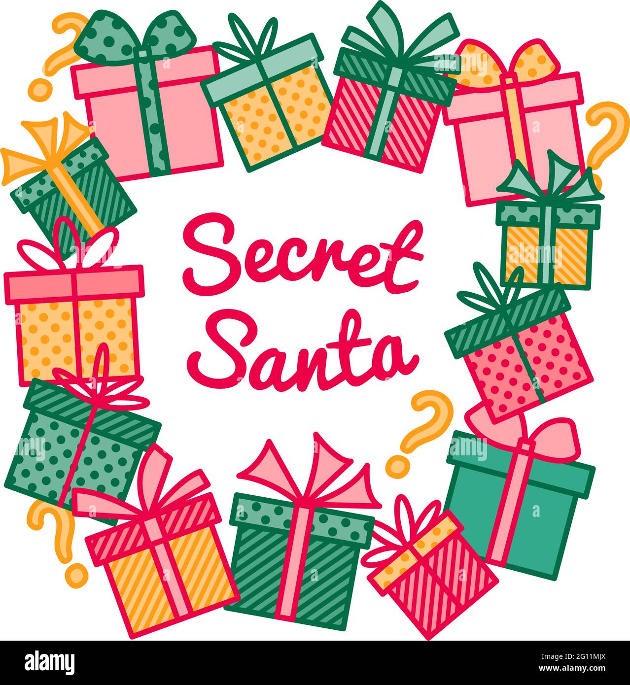 Decoration for Secret Santa activity, frame made of wrapped gift and ...