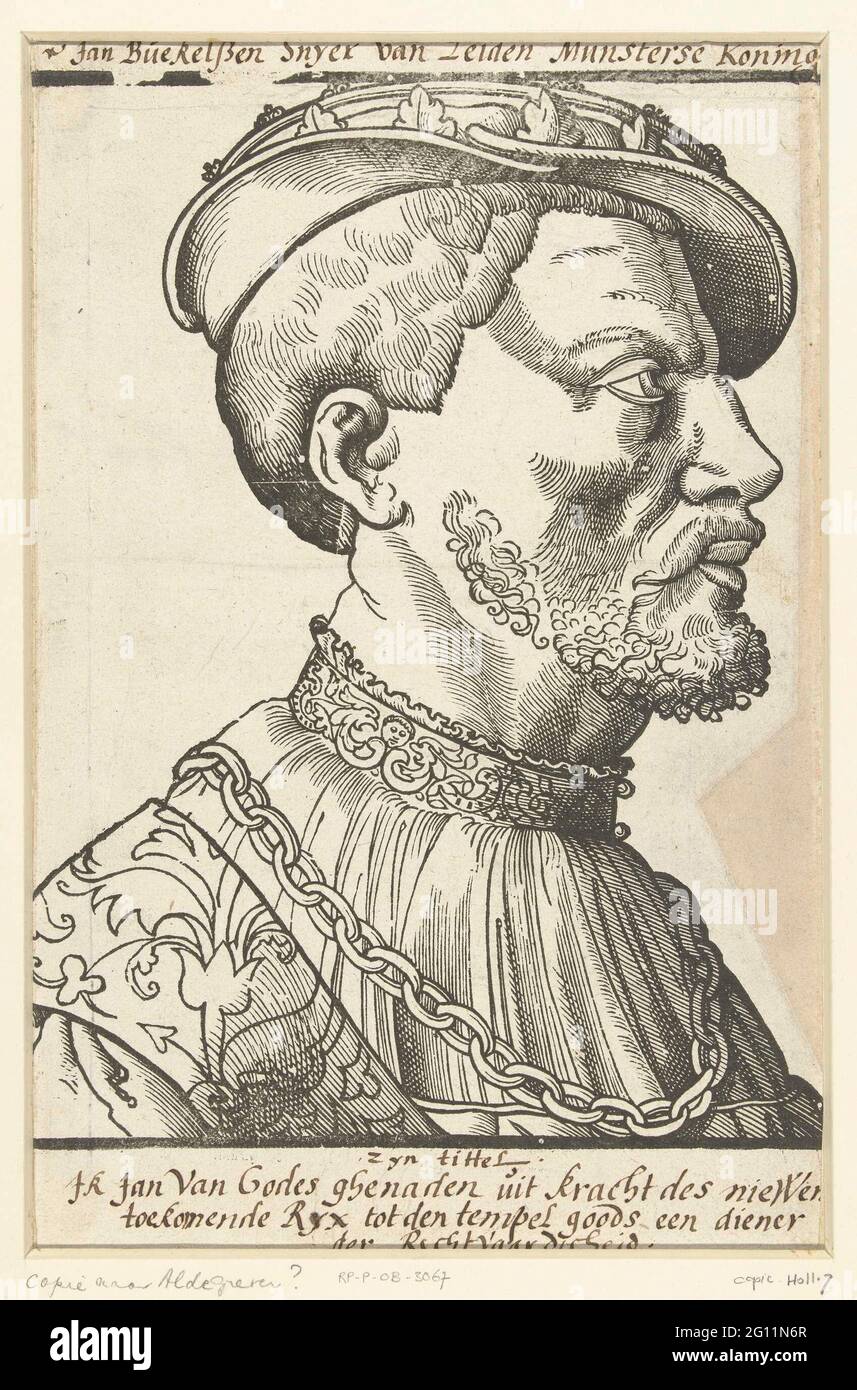 Portrait of Jan van Leyden. Portrait, and Profil of the better Jan van ...