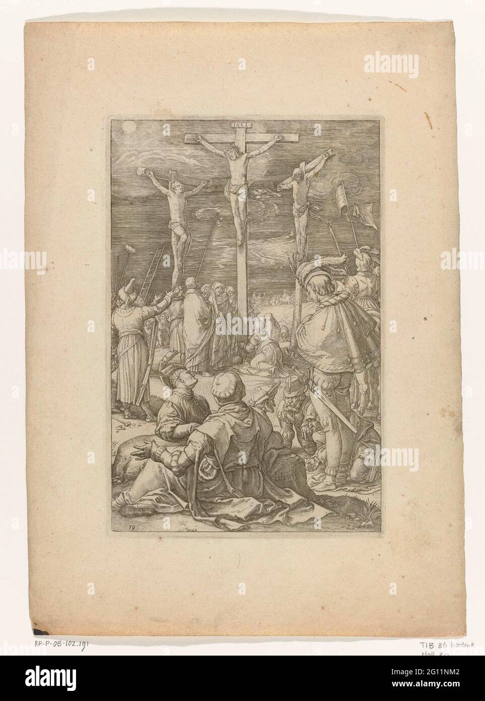 Christ on the cross; The passion. Christ on the cross between two ...
