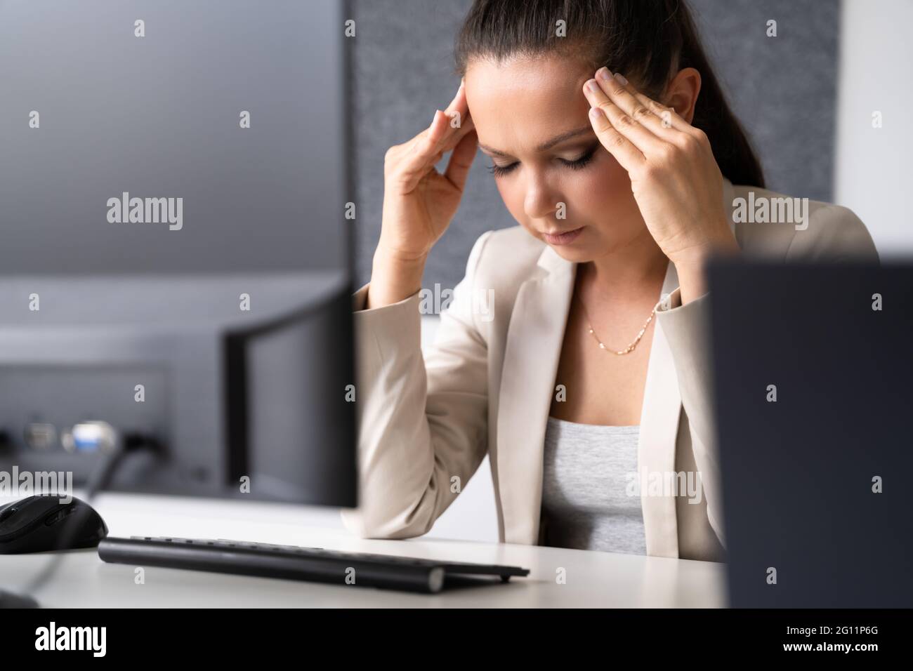 Upset Bored Business Woman. Stressed Businesswoman Worrying Stock Photo ...