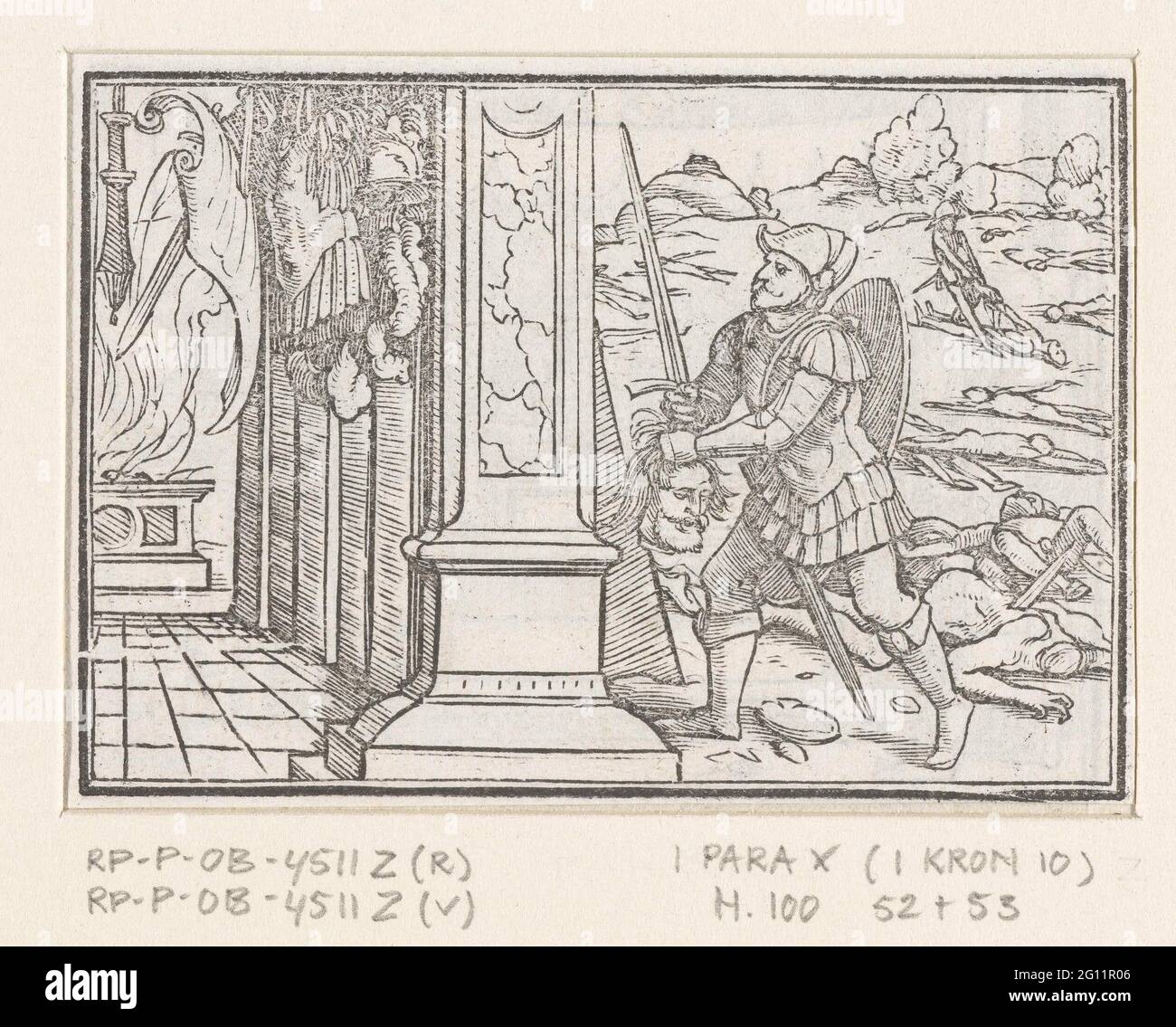 Head of Saul is brought into Temple of Philistines. A filistine has ...