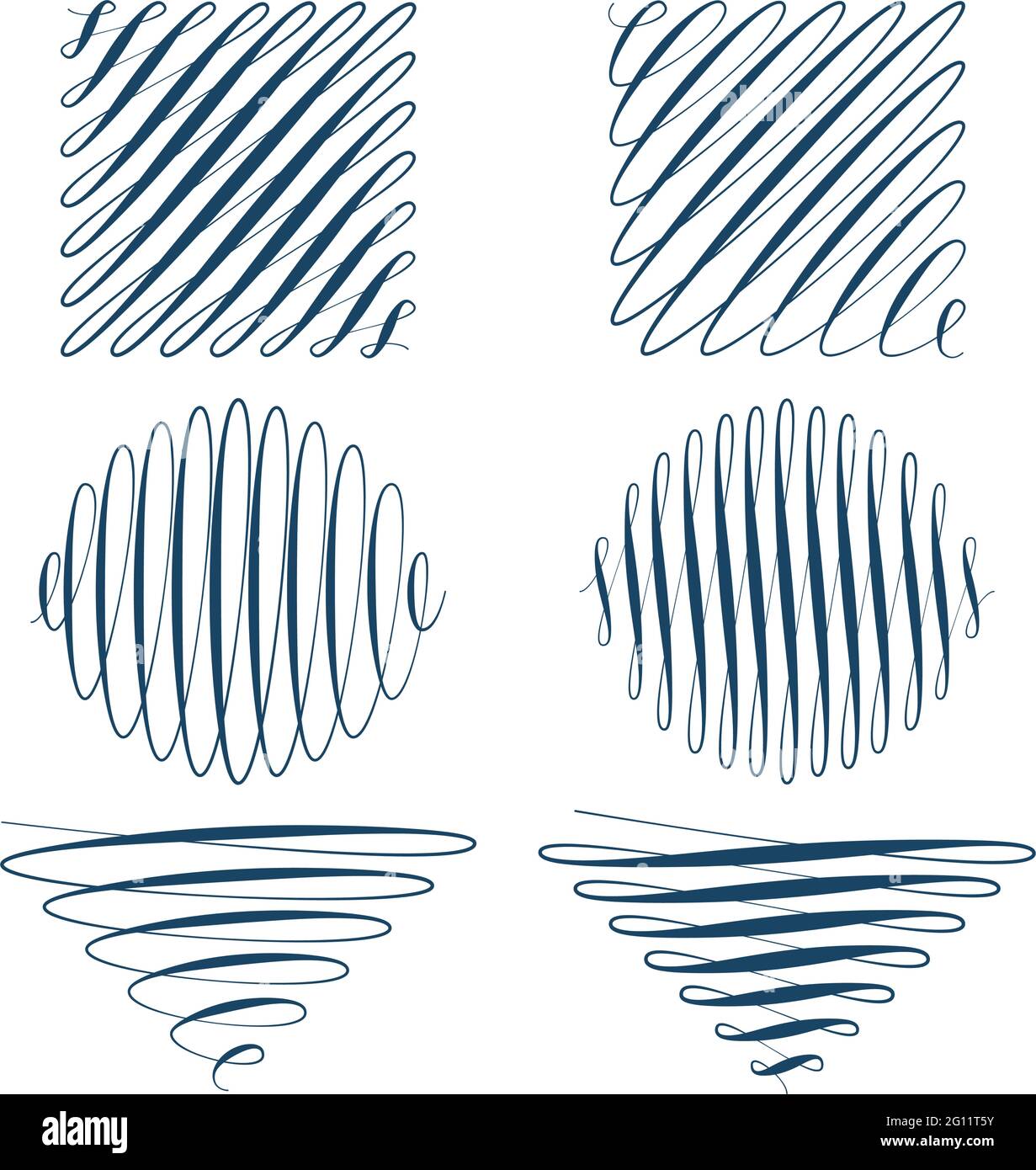 Vector shaped flourish set, scroll collection, triangle, square, circle ...