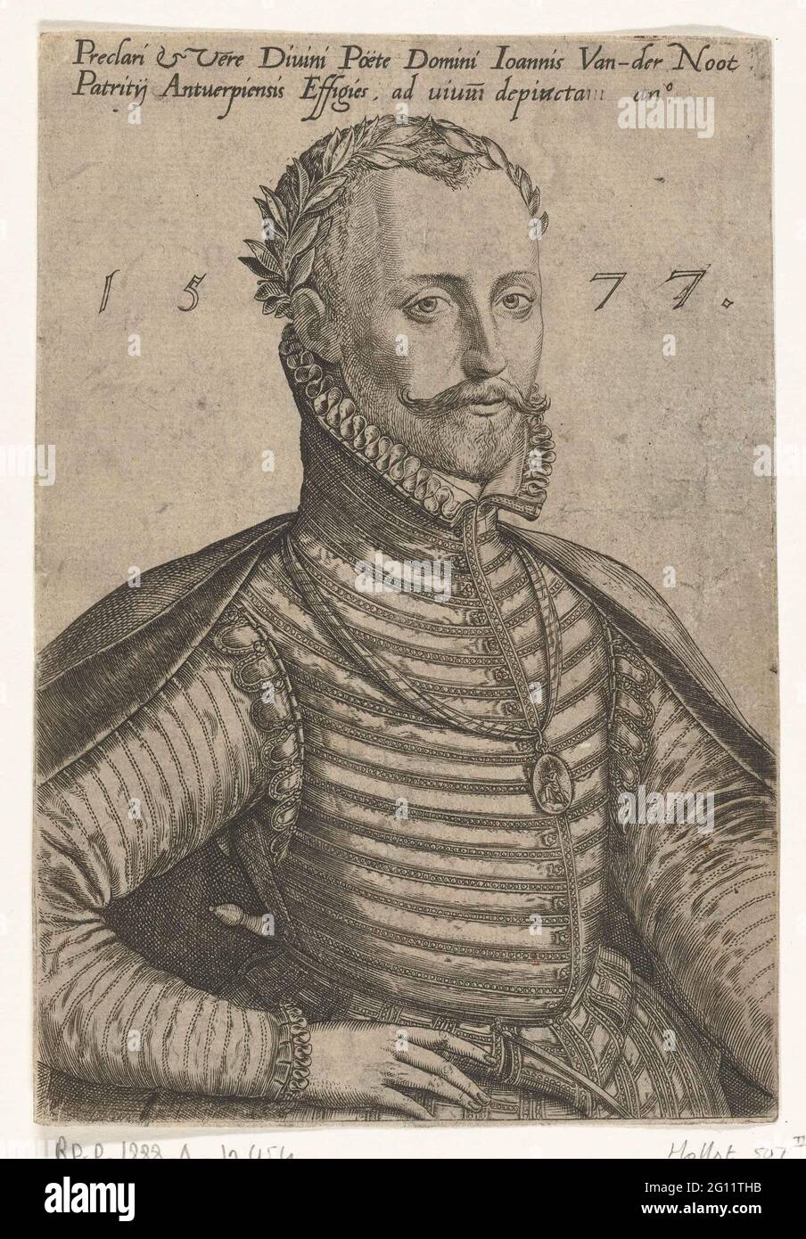 Portrait of Jan van der Noot. Jonker Jan van der Noot, Dutch poet, half ...