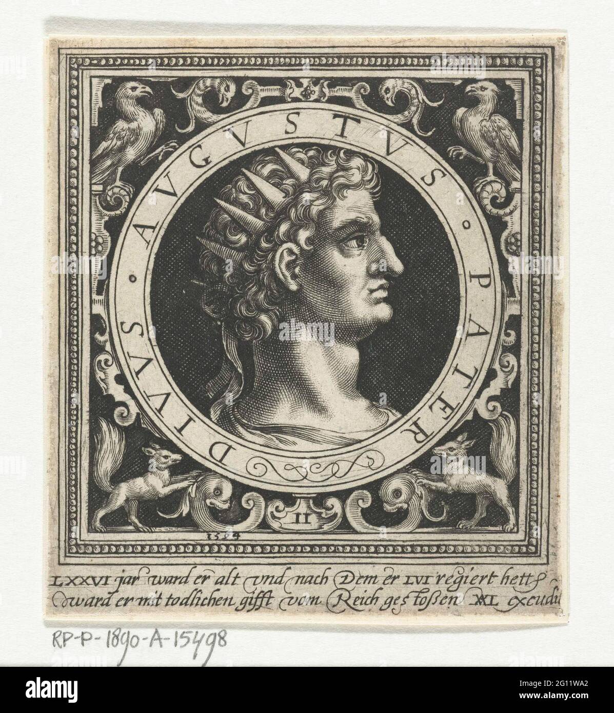 Portrait of emperor Augustus on medallion; Roman emperors. Portrait ...