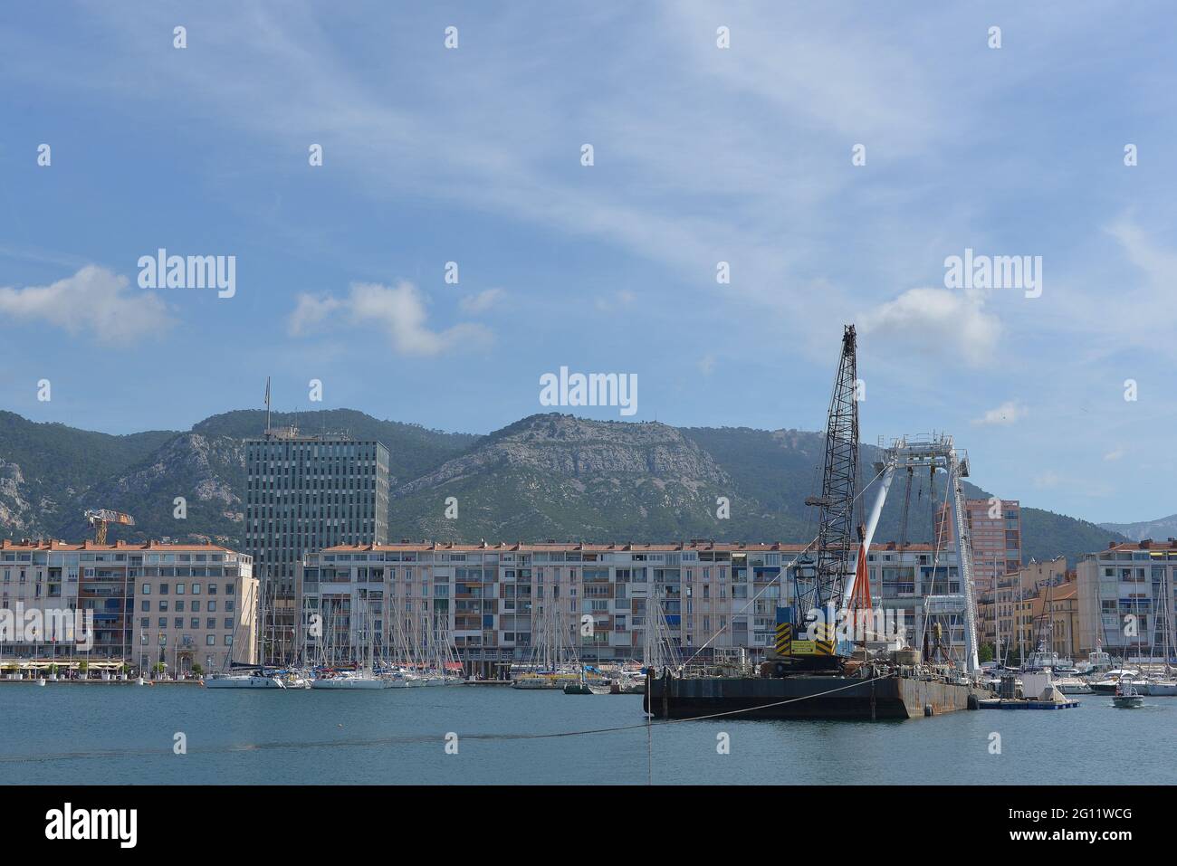 Maritime works company removing the old concrete quays from the Toulon ...