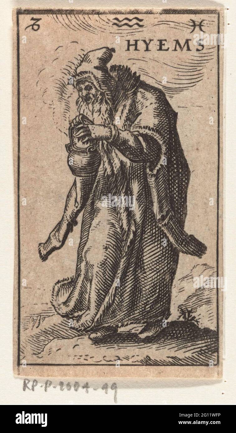 Winter; Hyems; The four Seasons. Winter personification, an old curved ...