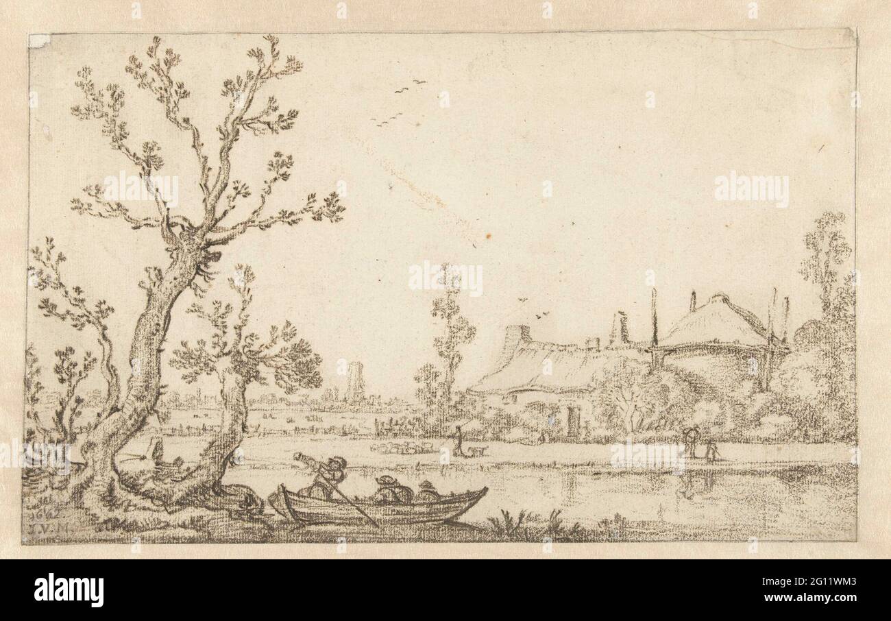 The farm. River landscape with a farm Stock Photo - Alamy