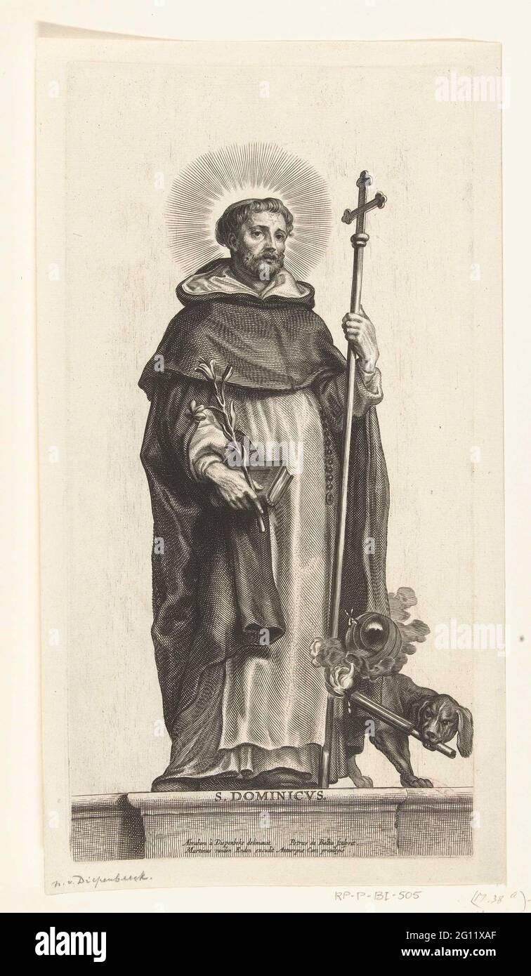 Holy Dominicus with a migger and dog with burning torch; S. Dominicvs ...