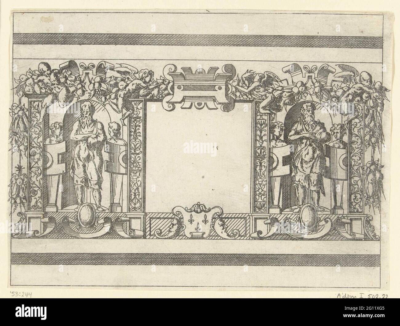 Square cartouche with a niche on either side; Ceilings and cartouches ...