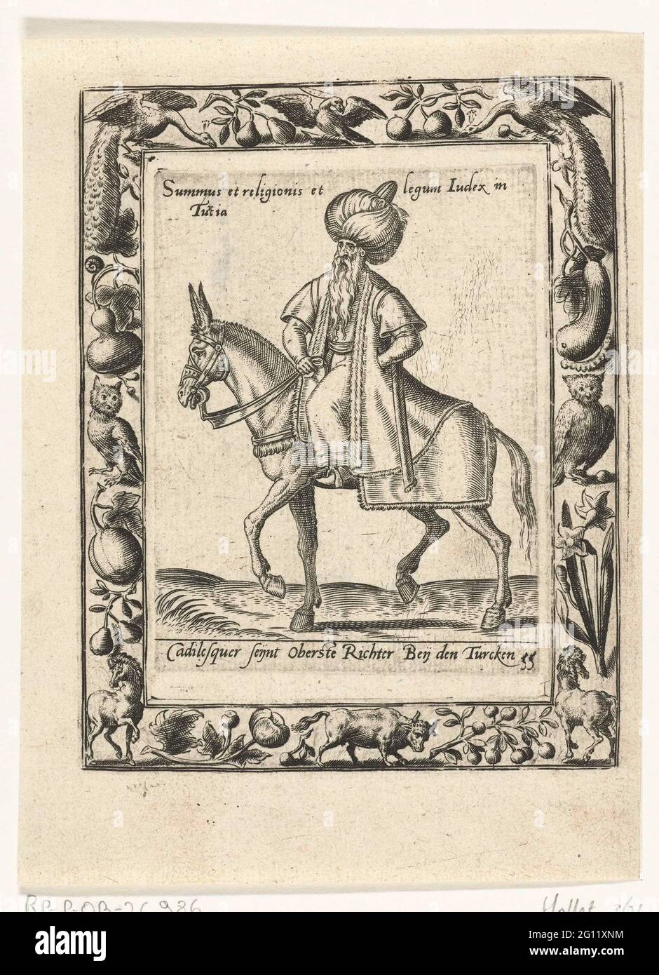 Supreme court of Ottoman Empire on horseback. A cartouche with the ...