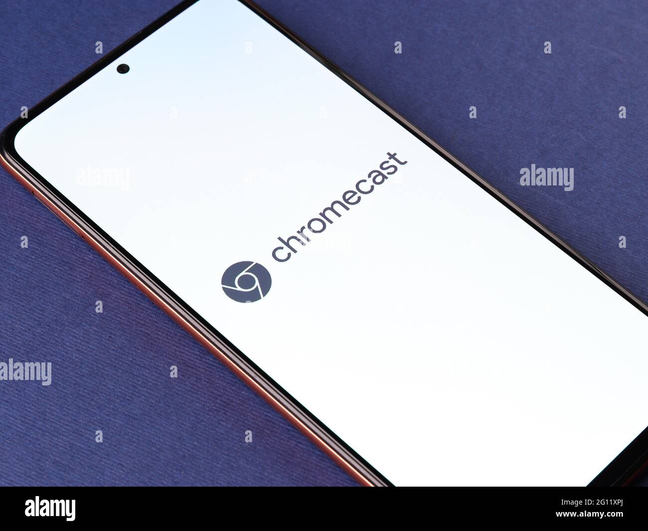 Assam, india - May 29, 2021 : Google Chromecast logo on phone screen ...