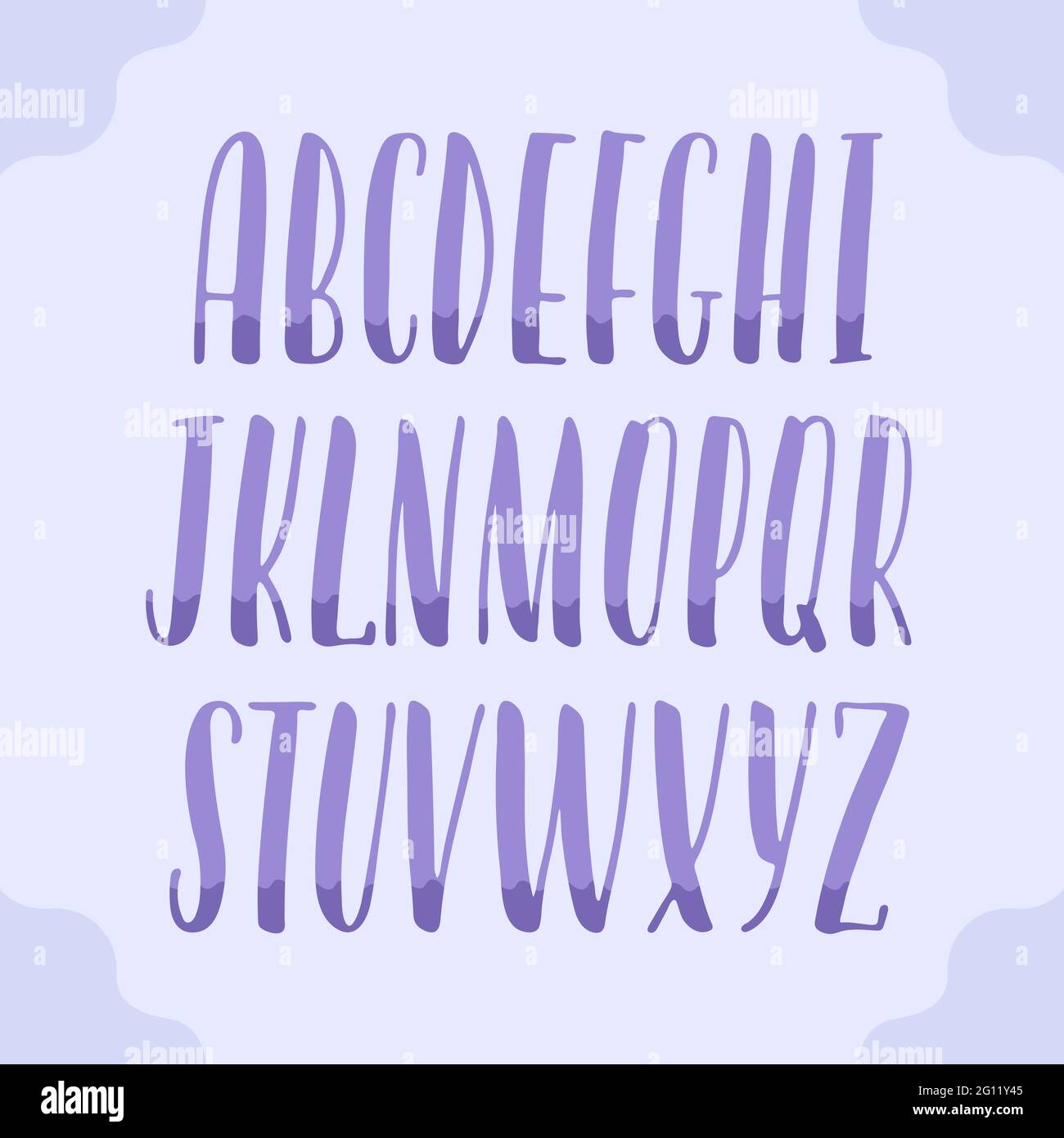 Hand-drawn alphabet, two color modern lettering, capital calligraphic ...