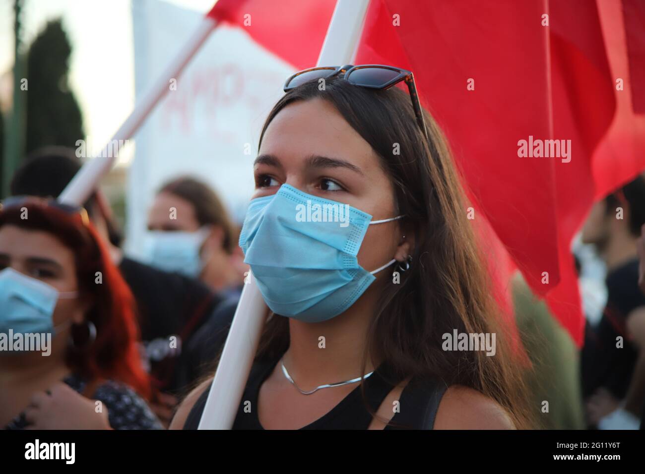 Greek Communist Party (KKE) political party protests in Athens, against ...