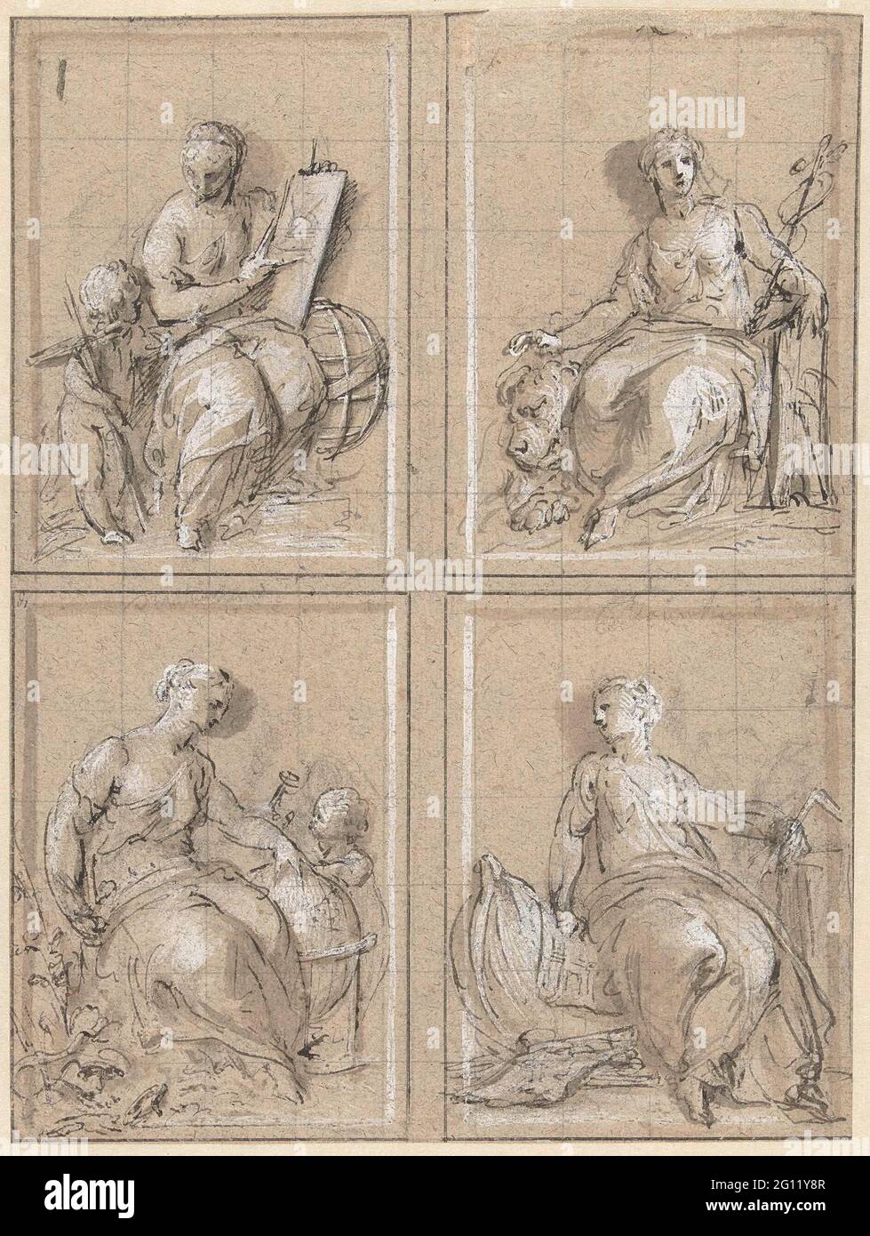 Mathematics, Commerce, Geography and Shipbuilding. Four allegorical ...