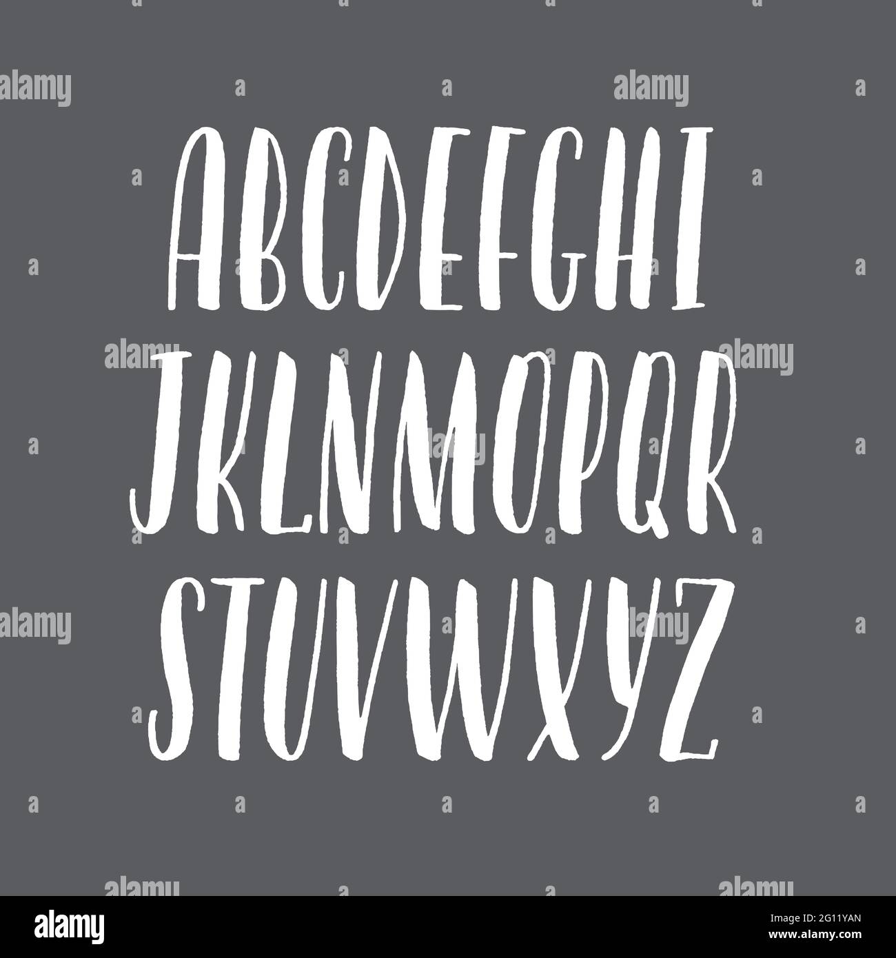 Hand-drawn alphabet, modern lettering, capital calligraphic letters ...