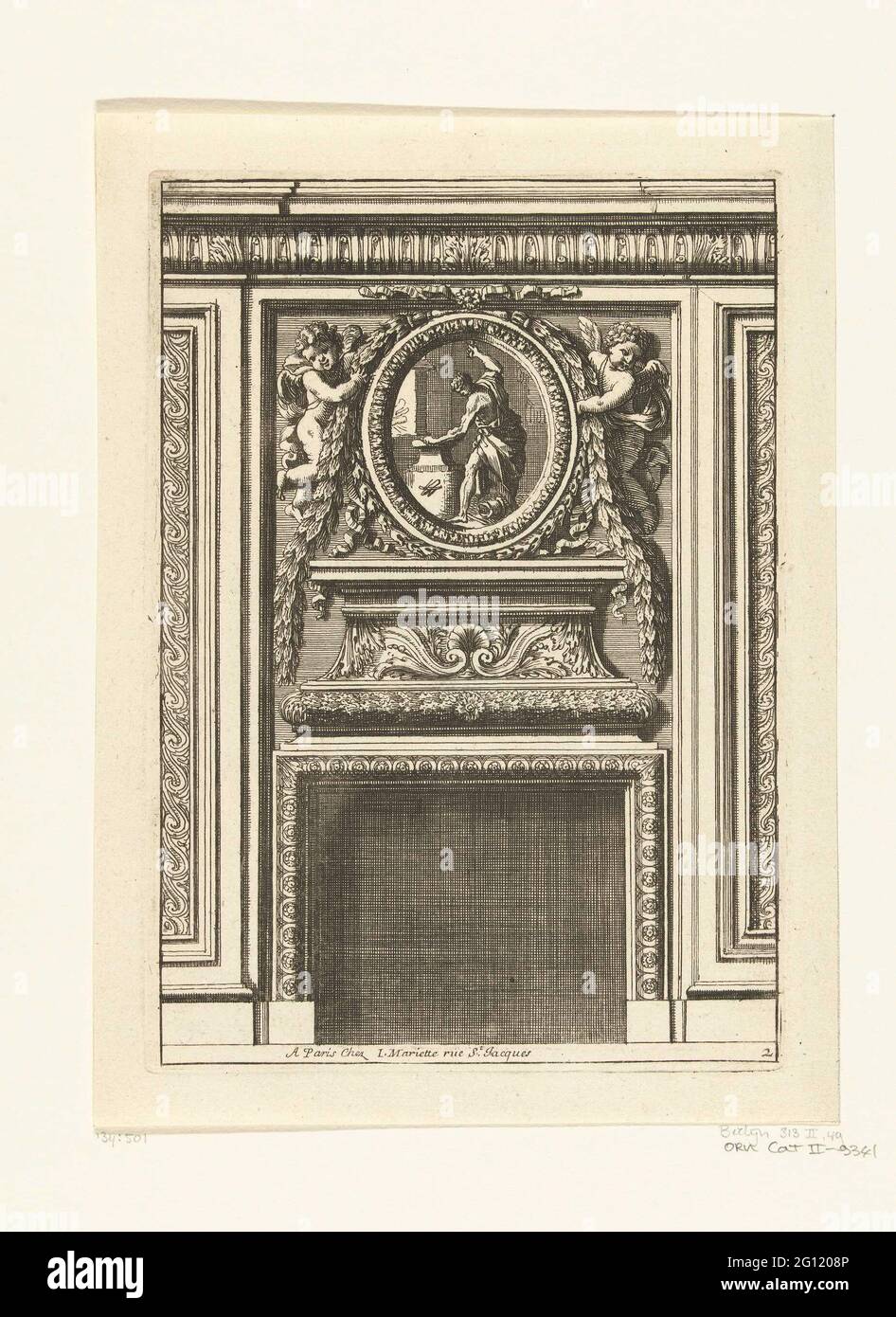 Underbousation with oval medallion; Nouueaux Dessseins the Cheminées A ...