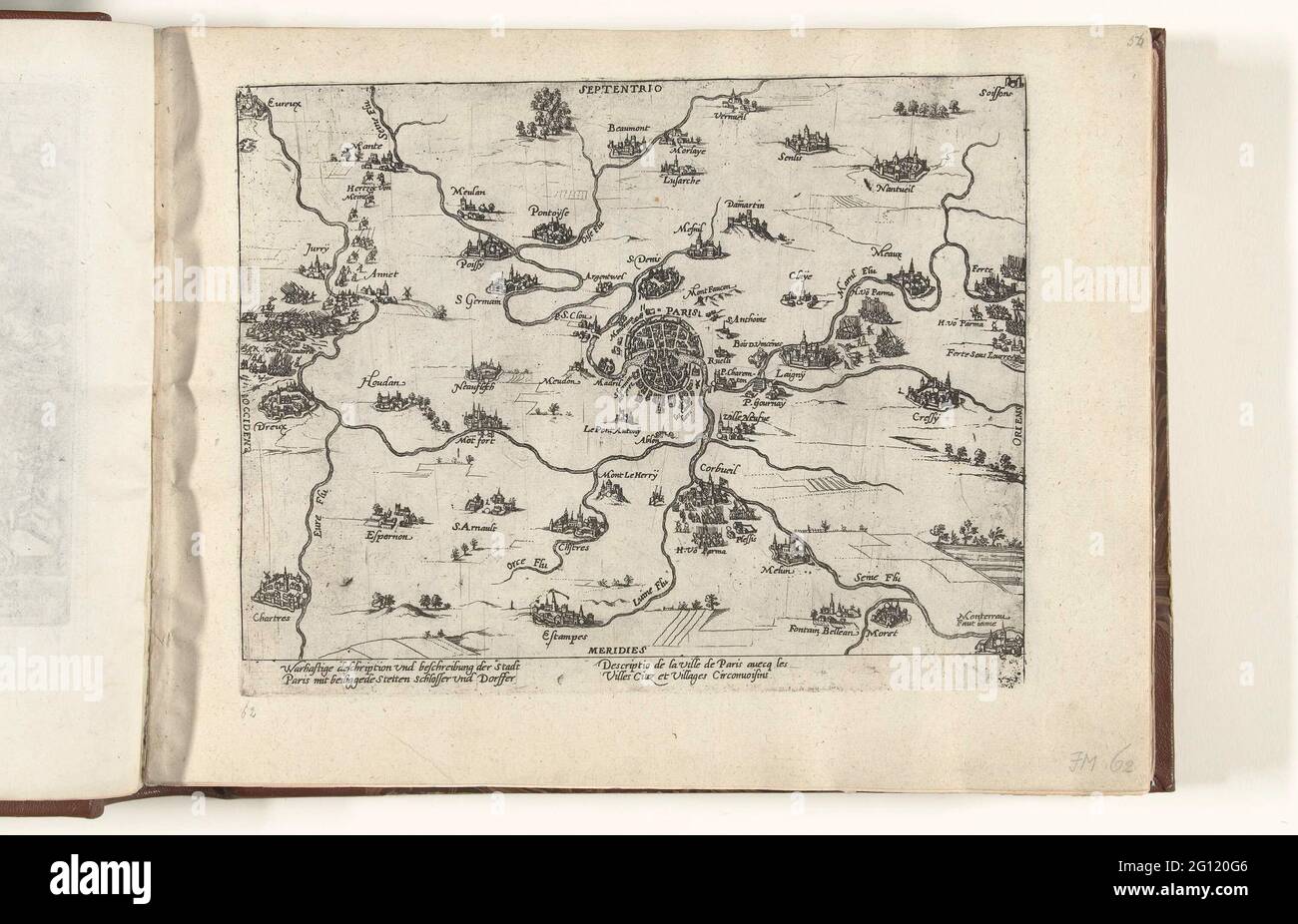Map of Paris and surroundings, 1590; Series 4: French, German and ...