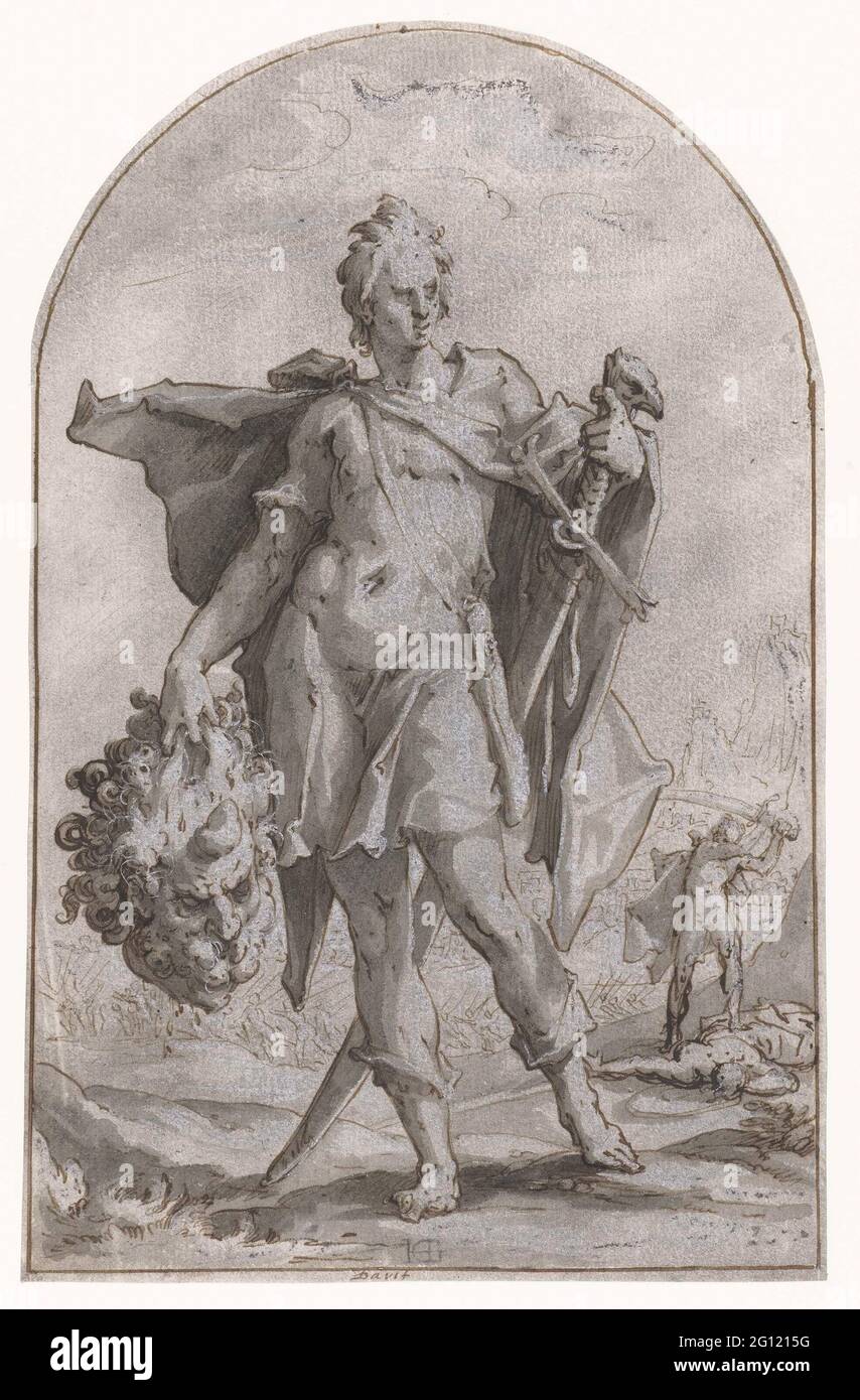 David with the head of Goliath; Old testament heroes. Standing, seen ...