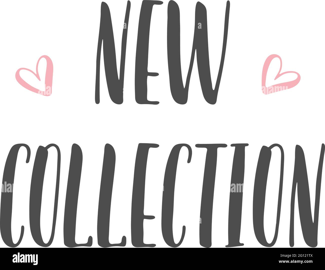 New collection sign with decorative heart, modern lettering, vector art ...