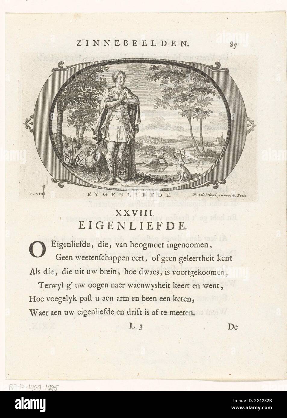 Emblem with allegory on self-love; Eygen love. Emblem with allegory on ...