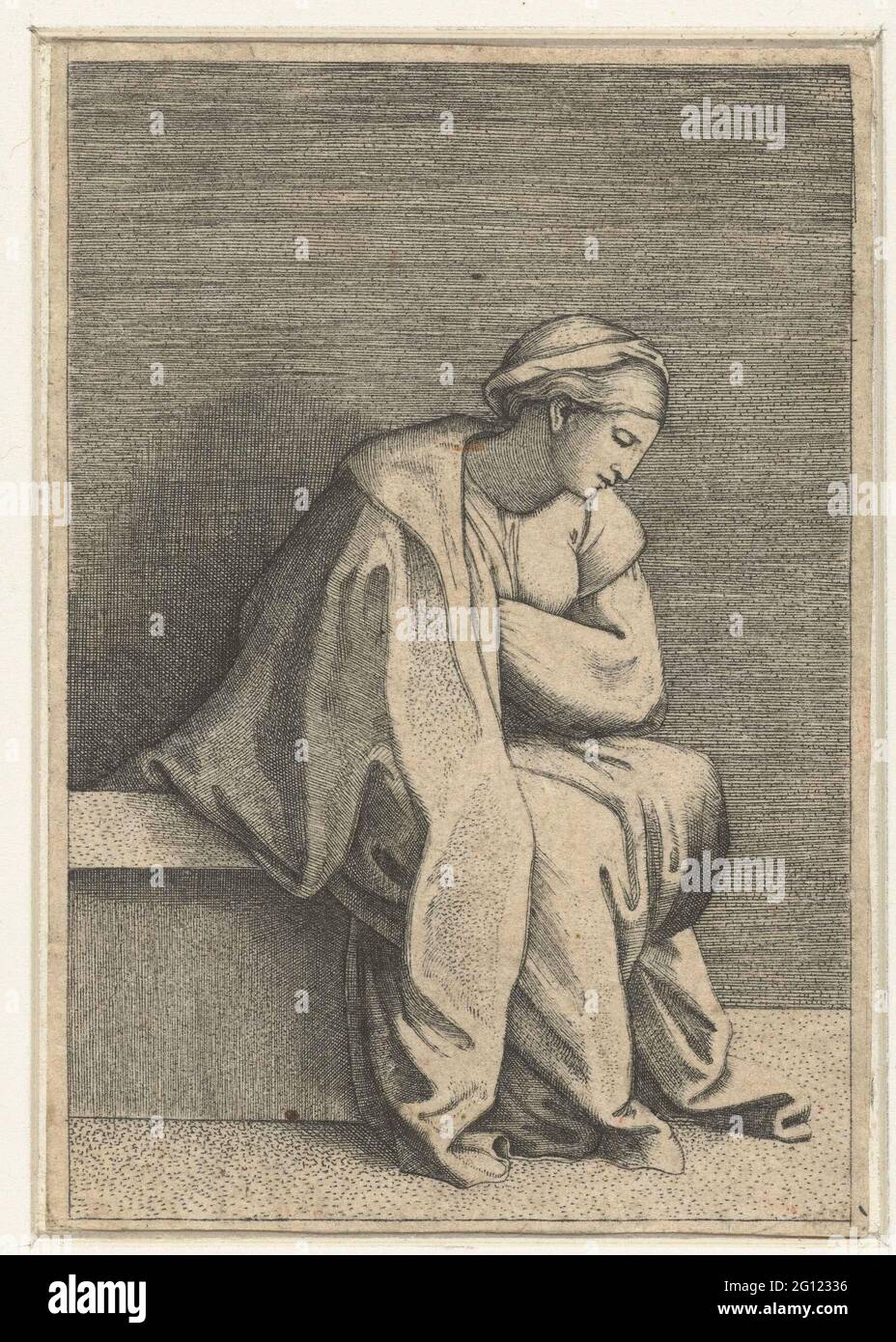 Sitting woman in contemplation Stock Photo - Alamy