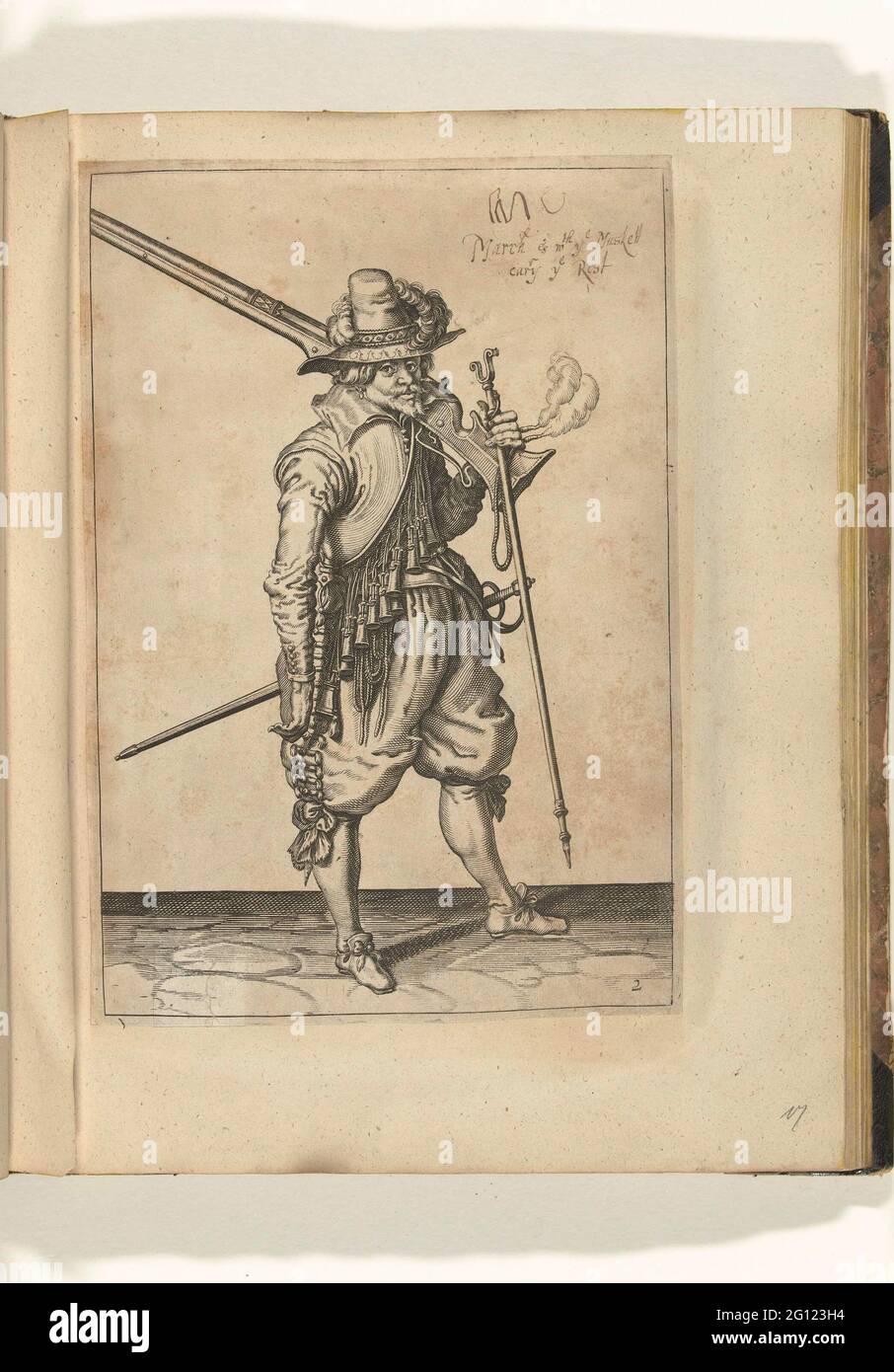 Soldier carrying his musket on his left shoulder and holds his ...