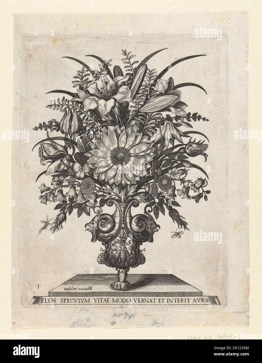 Groteske vase with flowers, including a sunflower; Vases with flowers ...