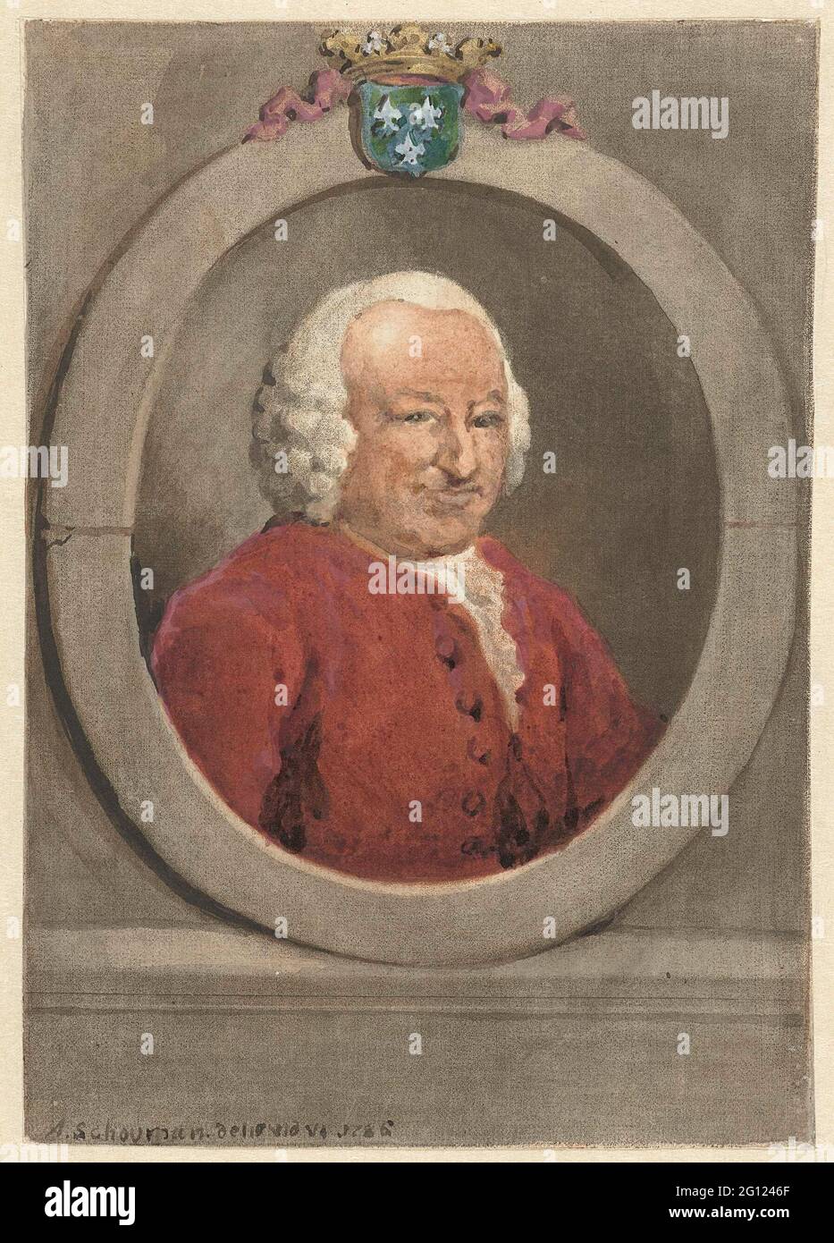 Portrait of Johan Hudde Dedel, in oval, right. Portrait of Johan Hudde ...