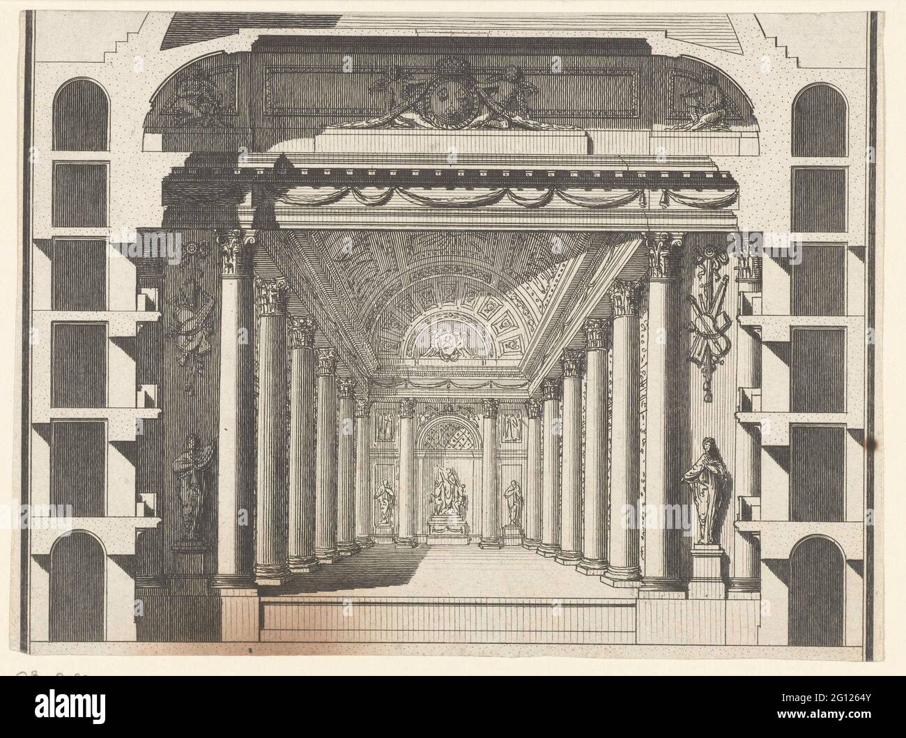 Gallery with corintean columns. Both left and right in front is an ...