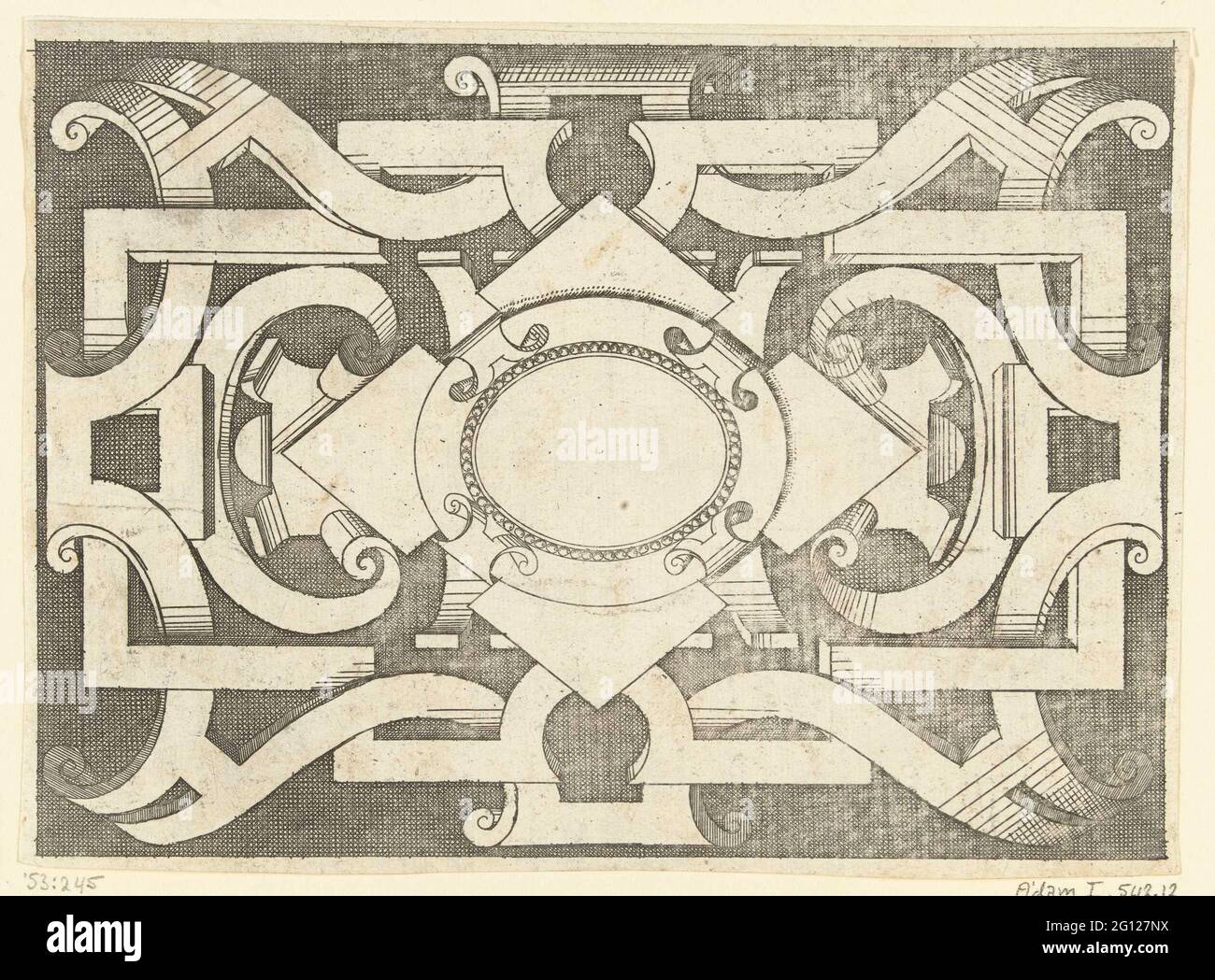 Ceiling; Ceilings and cartouches in a picture frame with grotesken ...